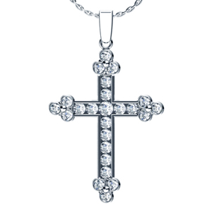 Channel Set Diamond Cross Pendant #960 - Seattle Bellevue | Joseph Jewelry