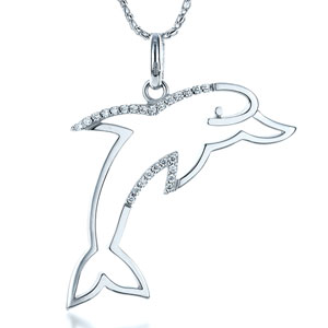 Diamond Dolphin Pendant #1318 - Seattle Bellevue | Joseph Jewelry