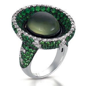 Pave Tsavorite Diamond And Pearl Ring - Vanna K #1091 - Seattle ...