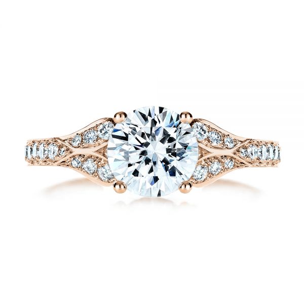 14k Rose Gold Bright Cut Diamond Engagement Ring #1239 - Seattle ...