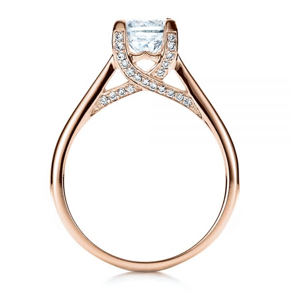18k Rose Gold Contemporary Engagement Ring With Bright Cut Set Diamonds ...