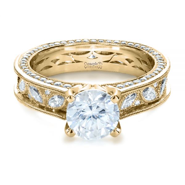 14k Yellow Gold Custom Bezel Set Diamond Engagement Ring 1206
