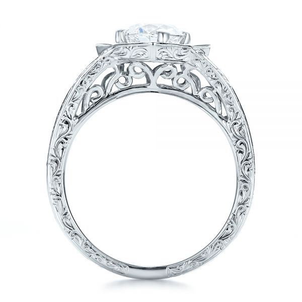 Custom Diamond Halo And Hand Engraved Engagement Ring #100714 - Seattle ...