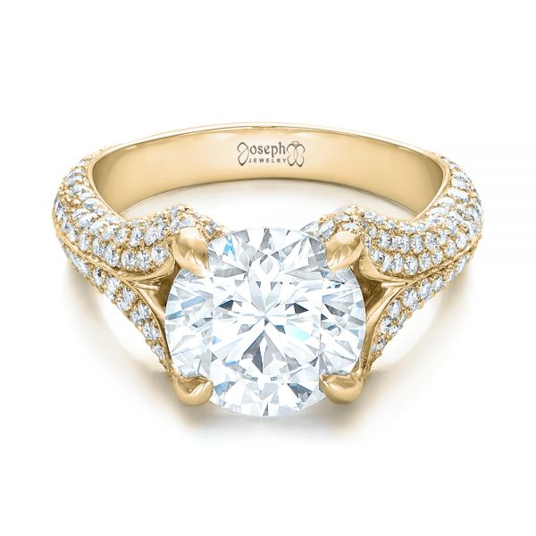 18k Yellow Gold Custom Pave Diamond Engagement Ring 102176 Seattle