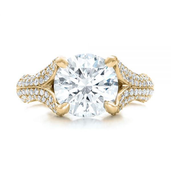 18k Yellow Gold Custom Pave Diamond Engagement Ring 102176 Seattle