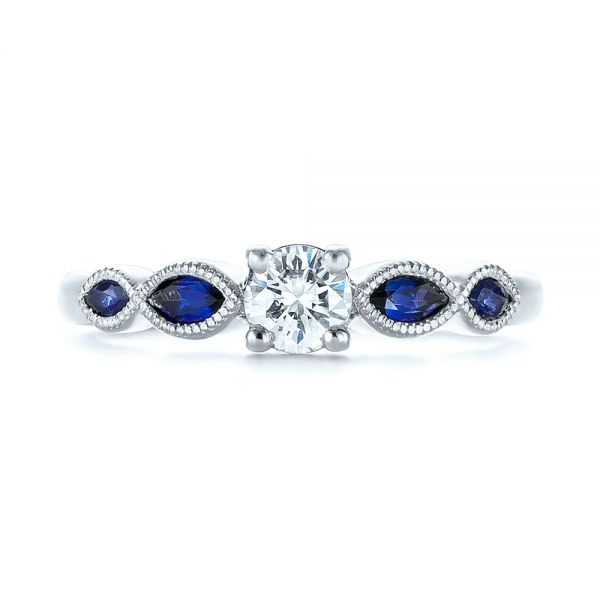 Platinum Custom Blue Sapphire And Diamond Engagement Ring #104007 ...