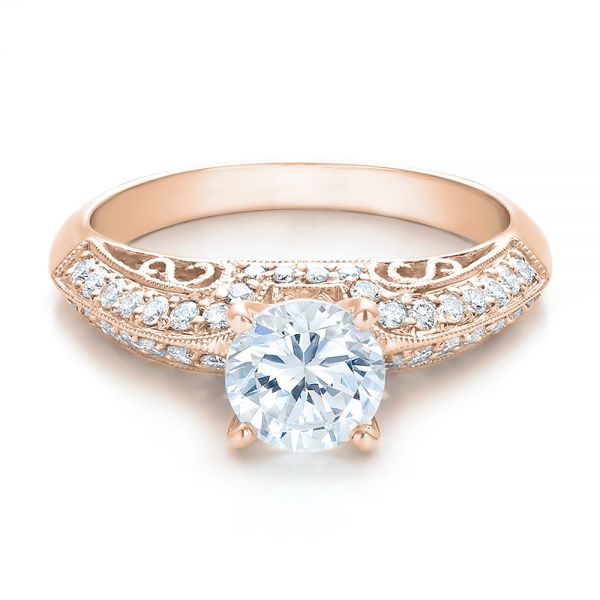 18k Rose Gold Diamond Filigree Engagement Ring - Vanna K #100724 ...