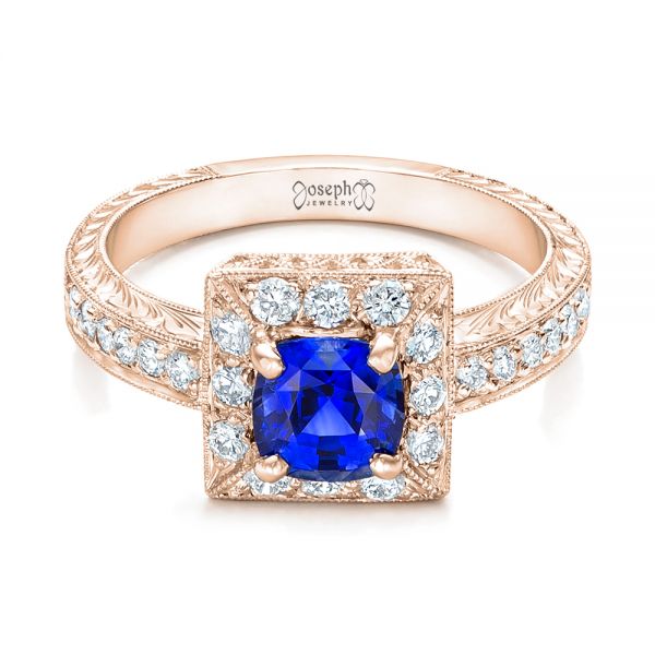 14k Rose Gold Square Halo Engagement Ring #100361 - Seattle Bellevue ...