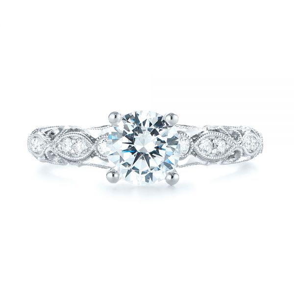 18K Gold And Platinum Two-tone Filigree Diamond Engagement Ring #103907 ...