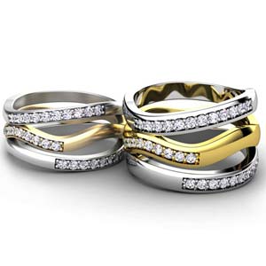 Custom Two-tone Triple Ring Set #990 - Seattle Bellevue | Joseph Jewelry